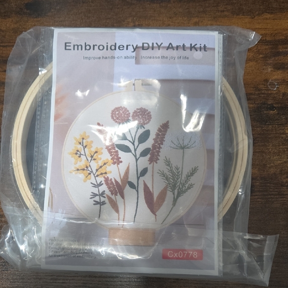 Office | Embroidery Diy Art Kit With Floral Design | Poshmark